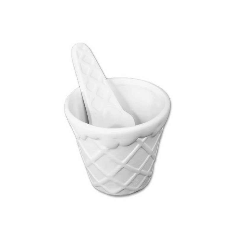 Ceramic Bisque Icecream Bowl/Spoon 4pc