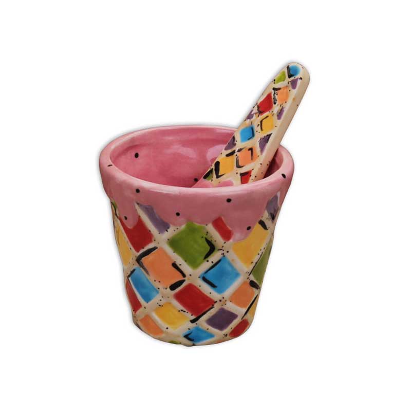 Ceramic Bisque Icecream Bowl/Spoon 4pc