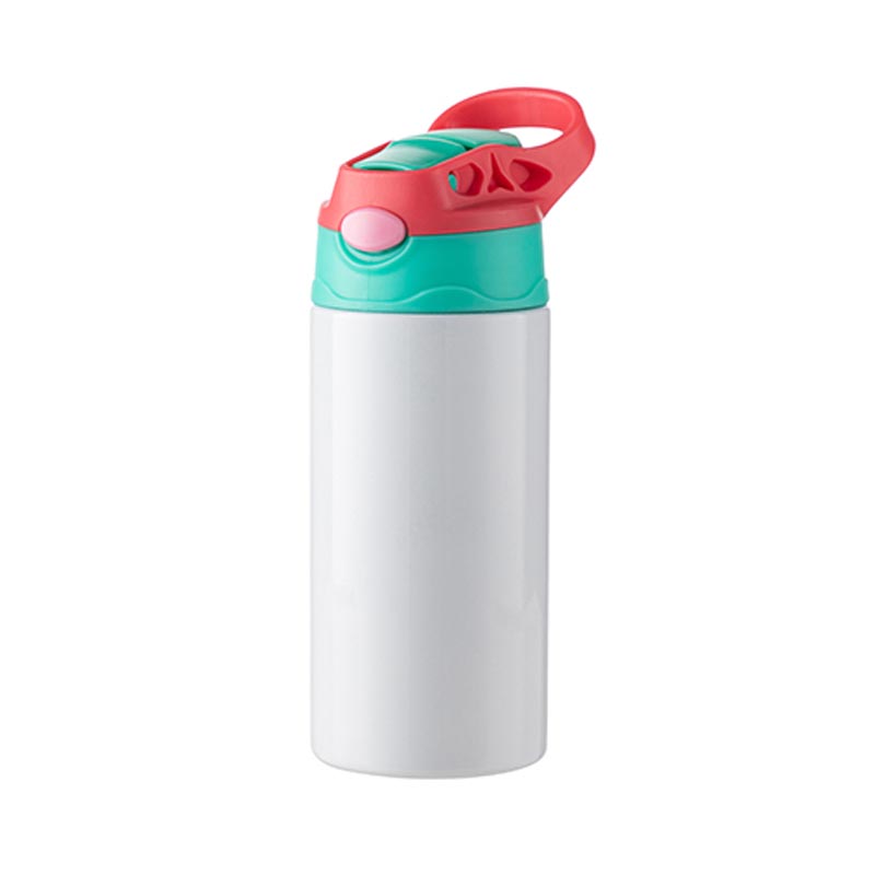 Stainless Steel Bottle With Straw and Red/Green Cap 360ml