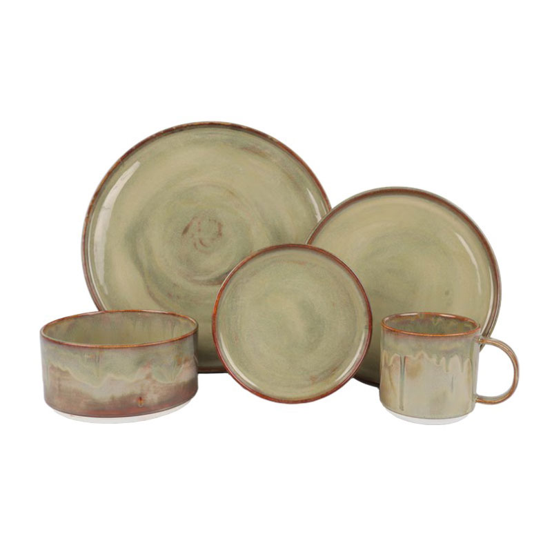 Stoneware Pottery Bisque Cooper Bread Plate 4pc
