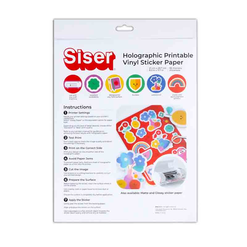 Siser A4 Printable Sticker Sheet - Holographic 50pk